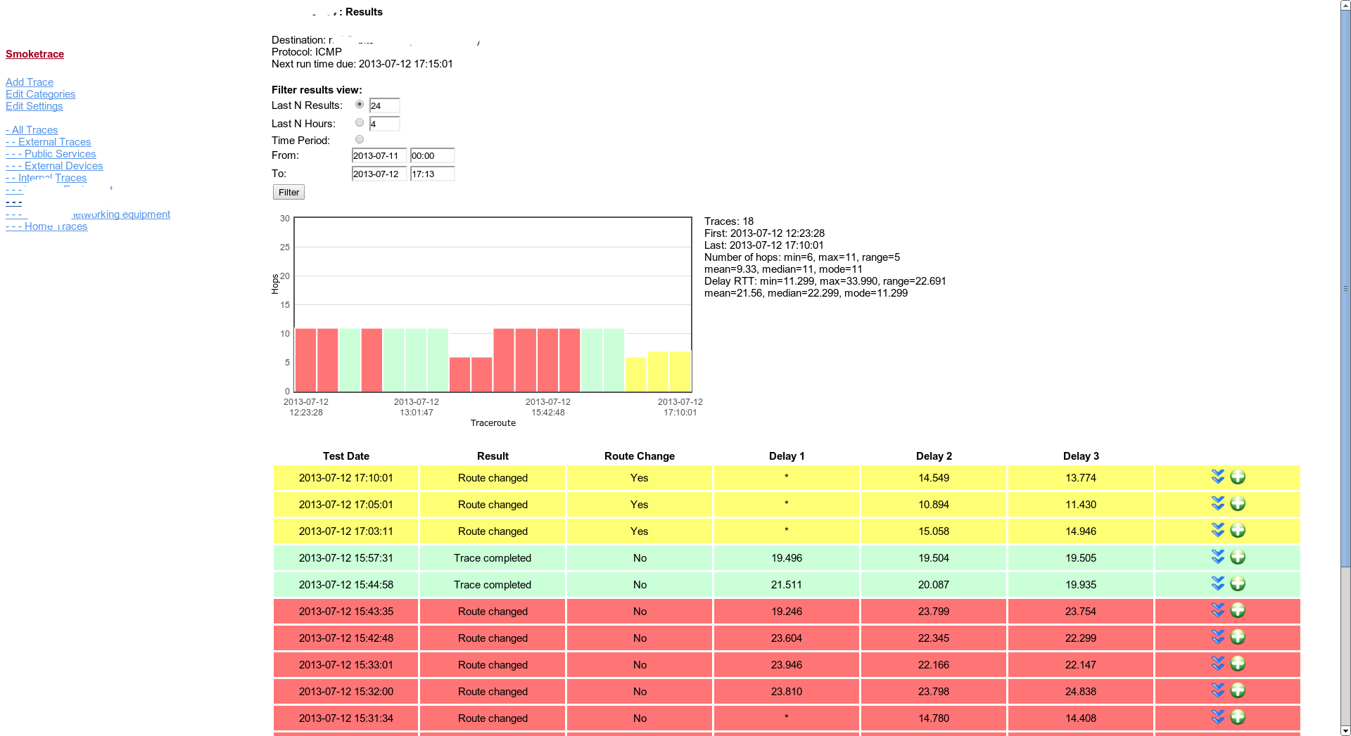 GitHub - jwbensley/Smoketrace: Traceroute monitoring with graphing and ...